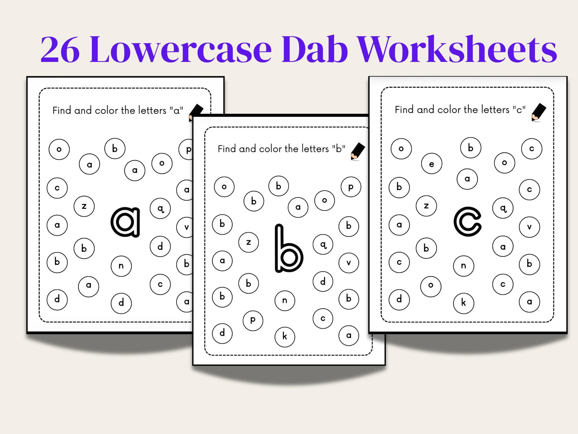 78 Printable Alphabet Uppercase & Lowercase Dab the Letter Worksheets ...