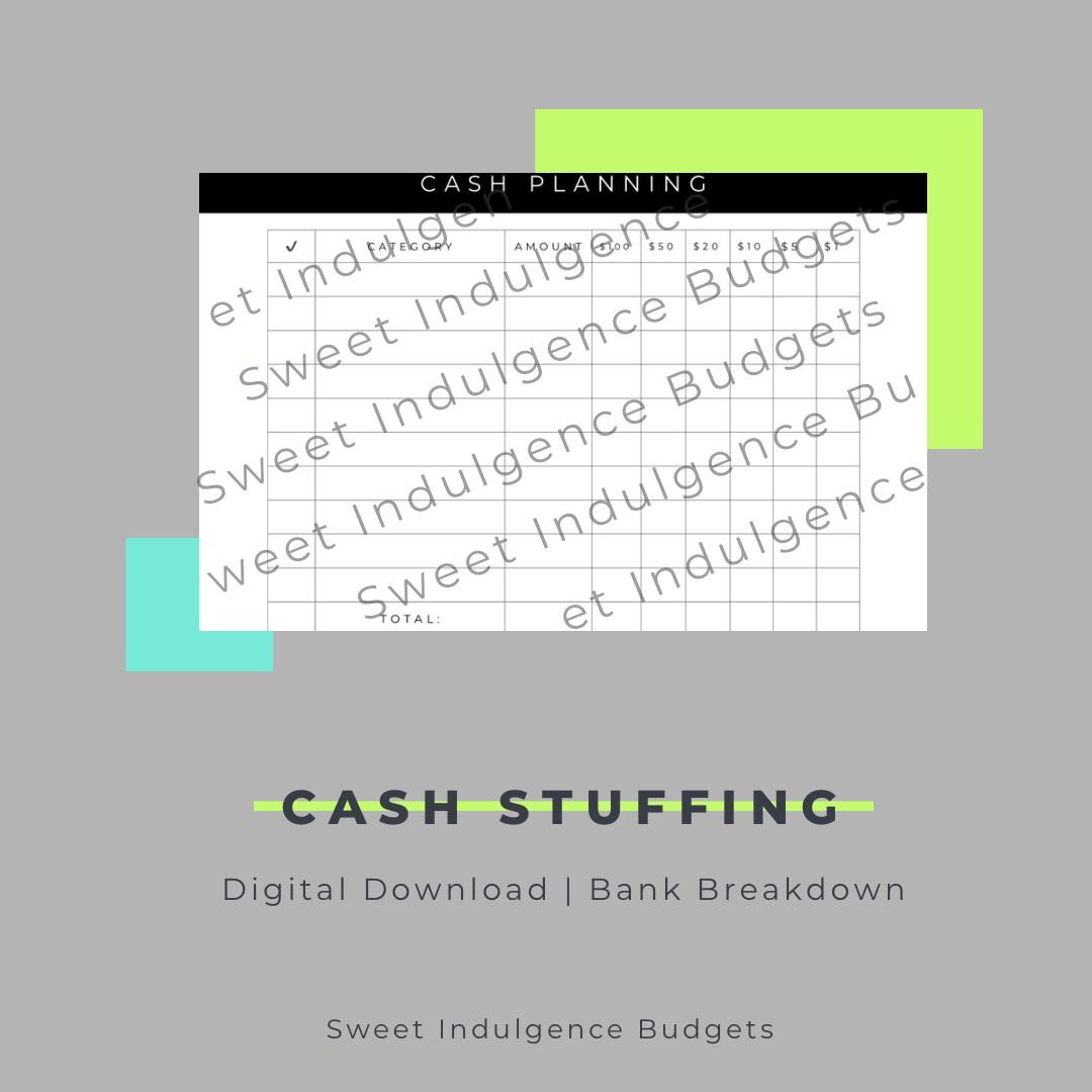 Cash Denomination Breakdown | Cash Stuffing Printable | Bank Withdrawal ...