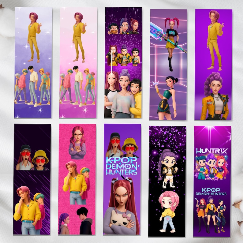 KPOP Demon Hunters Bookmarks, Anime Kpop Bookmark PNG, 16 Bookmark ...