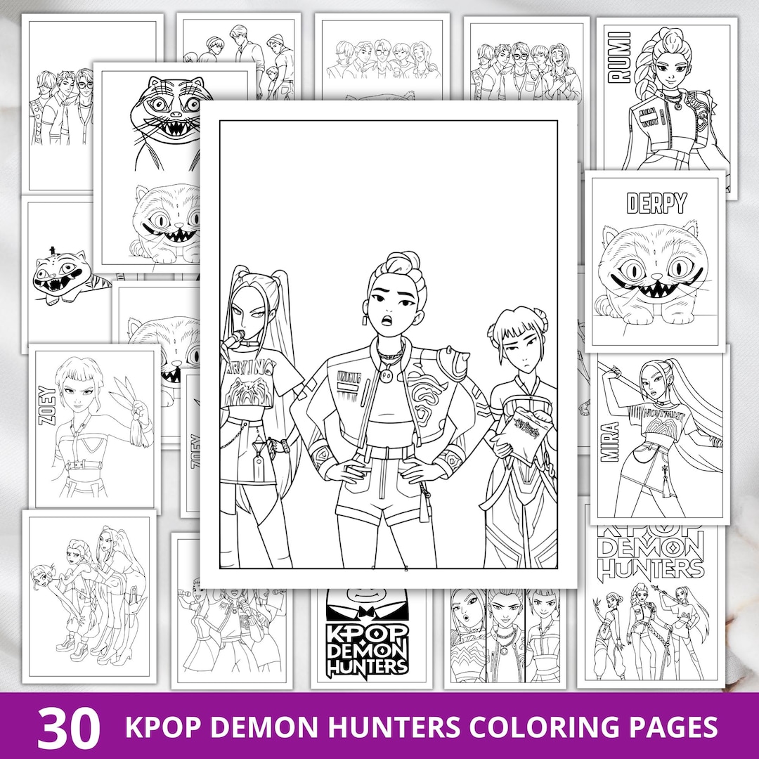 KPOP Demon Hunters Coloring Book, Anime Girl Coloring Pages, Kpop Demon ...