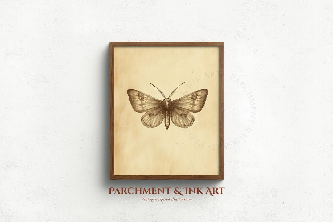 Vintage Moth Illustration Printable - Sepia Insect Wall Art, Naturalist ...