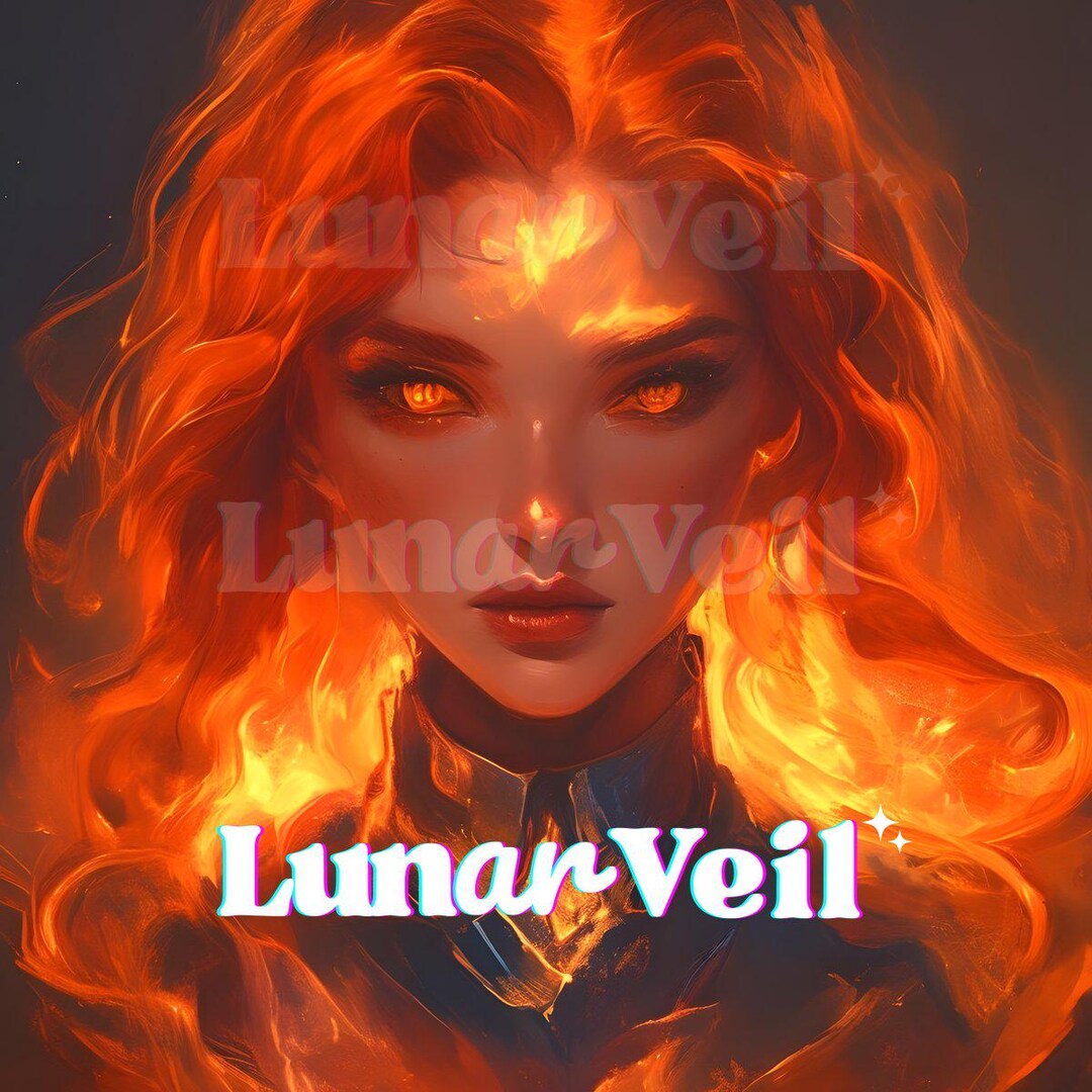 Roseborne Flame Guardian: Fiery Spirit Lunar Veil - Etsy