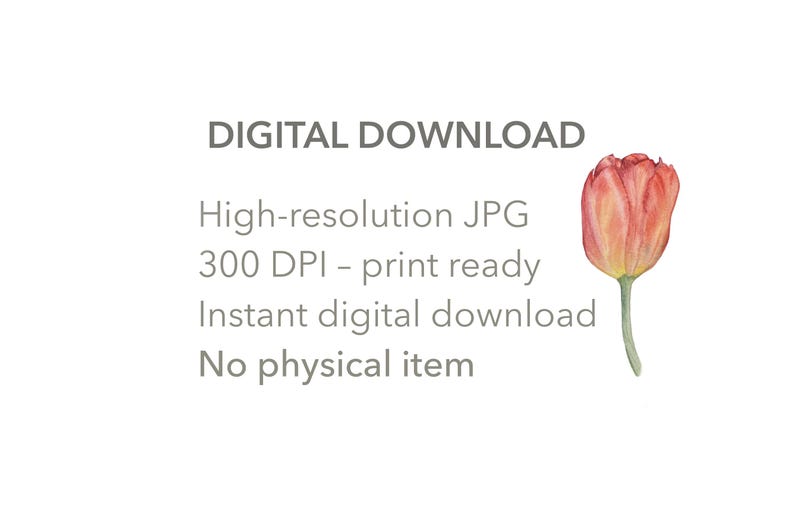 March Birth Flower Tulip Printable Wall Art | Orange Watercolor ...