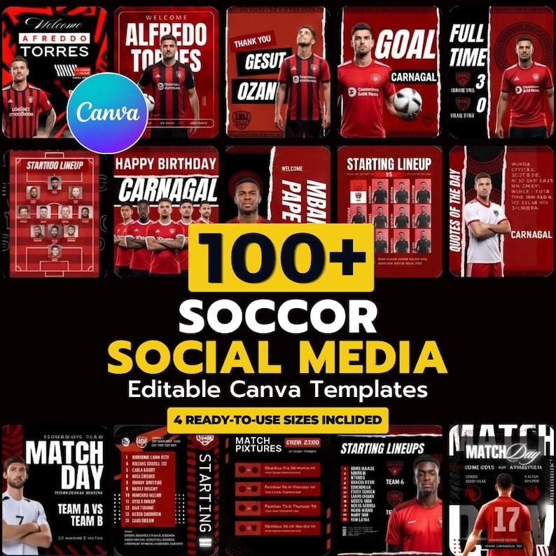 100+ Soccer Social Media Templates | Editable Canva Designs for Game ...