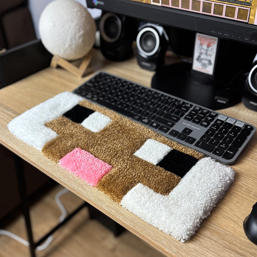 Minecraft Sheep Desk Mat, Handmade Tufted Keyboard Rug, Pixel Art ...