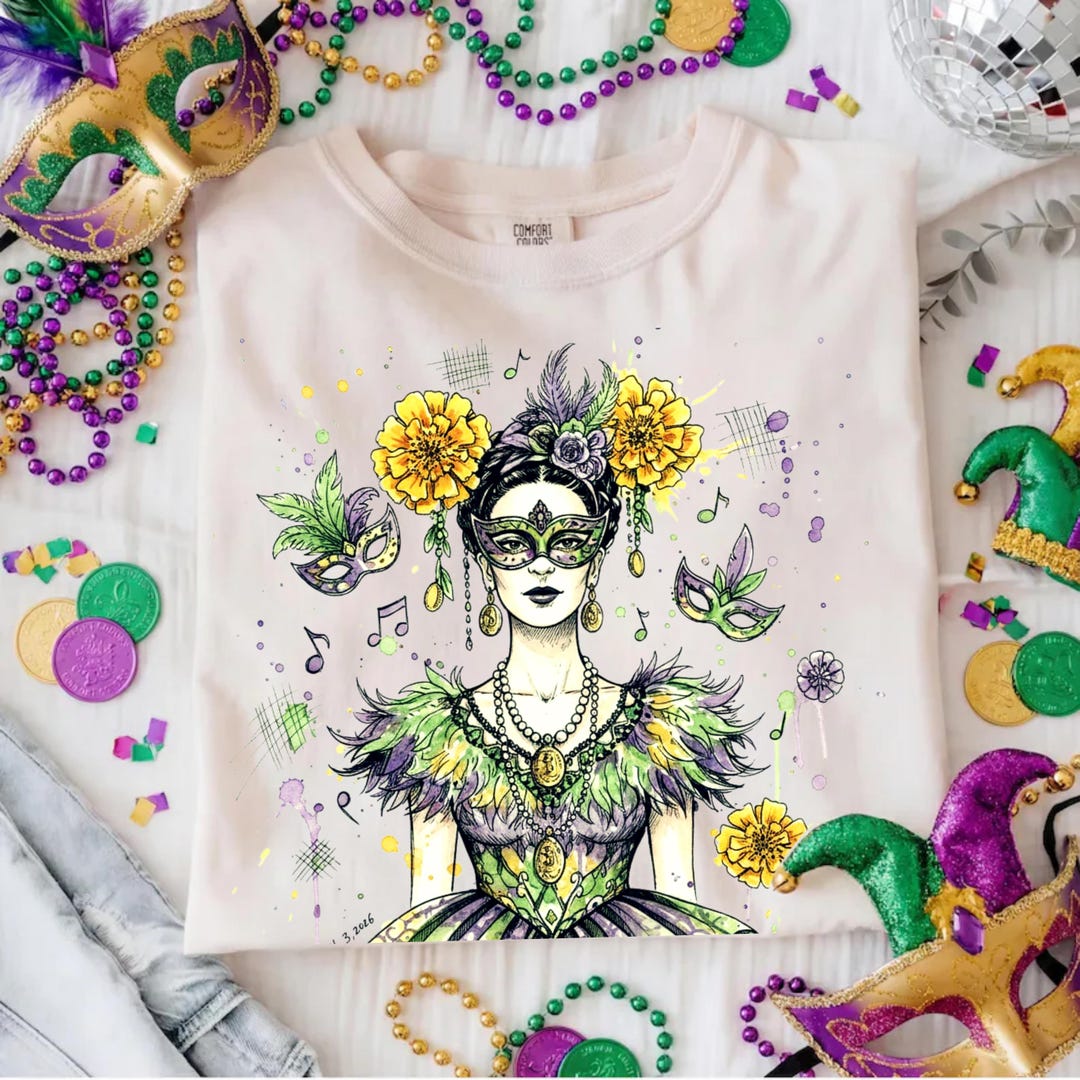 Mardi Gras Frida Kahlo Tshirt, Parade Day Shirt, Popular Mardi Gras Tee ...