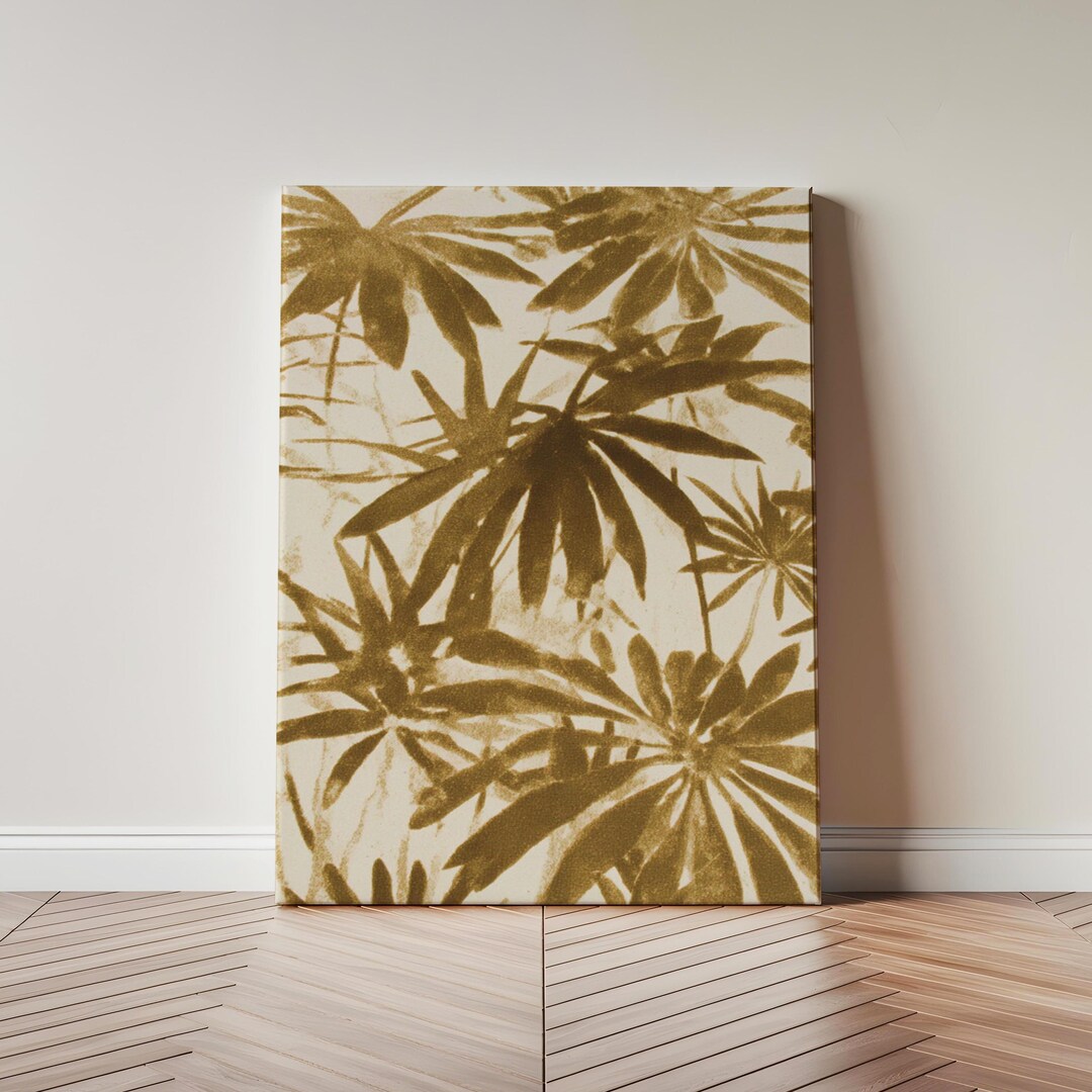Botanical Canvas Print | Tropical Palm Leaf Art | Brown Beige Nature ...
