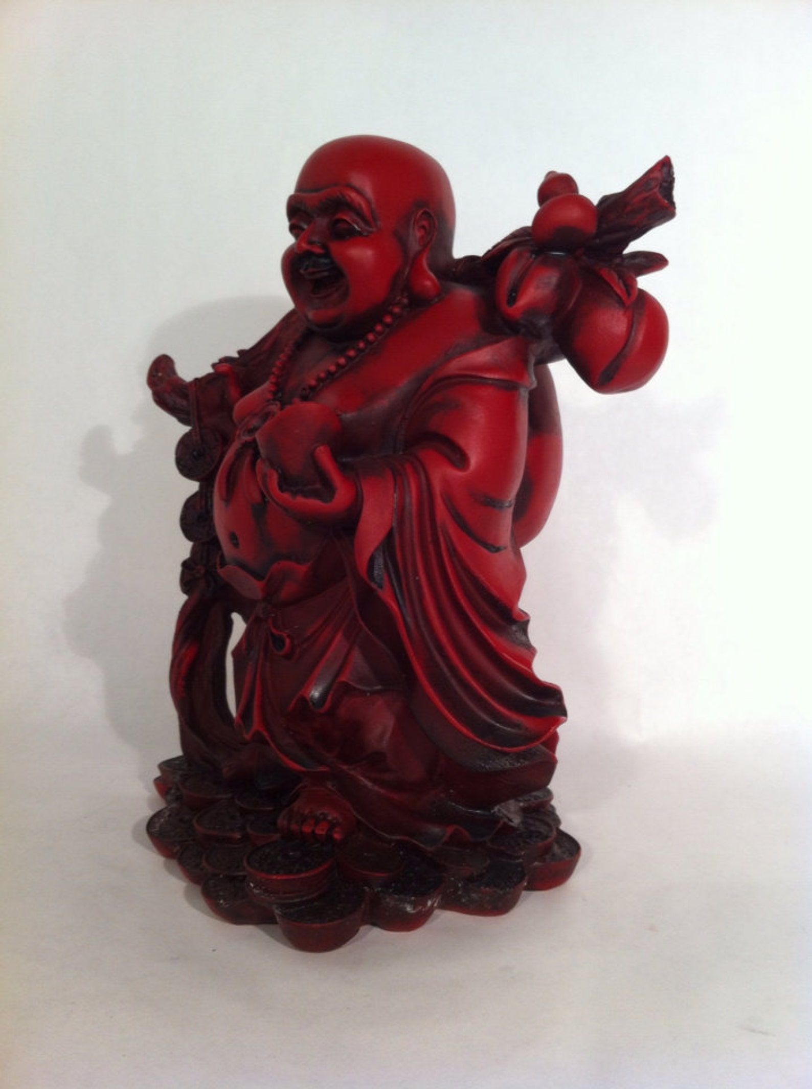 Red Buddha Statue Fat Buddha Bohemian Decor Smiling - Etsy