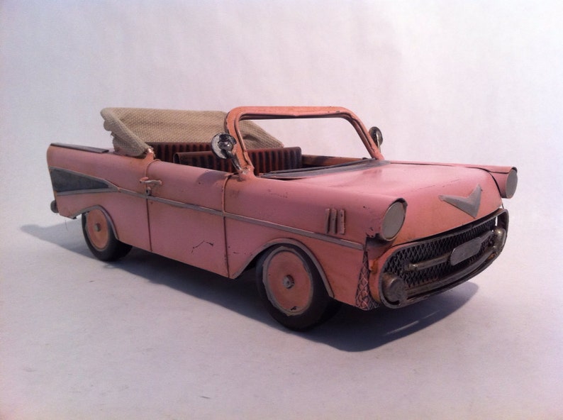 Tin Car 57 Chevy Belair Convertible Car - American Classic Pink ...