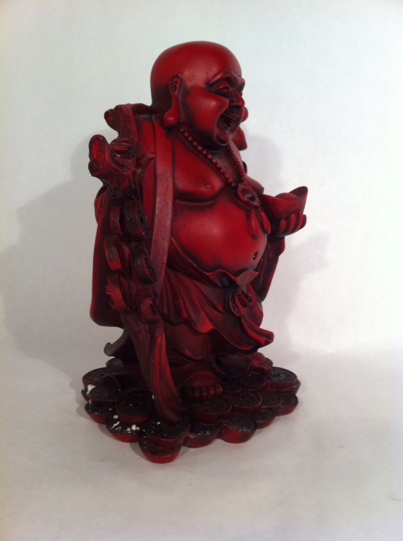 Red Buddha Statue Fat Buddha Bohemian Decor Smiling - Etsy