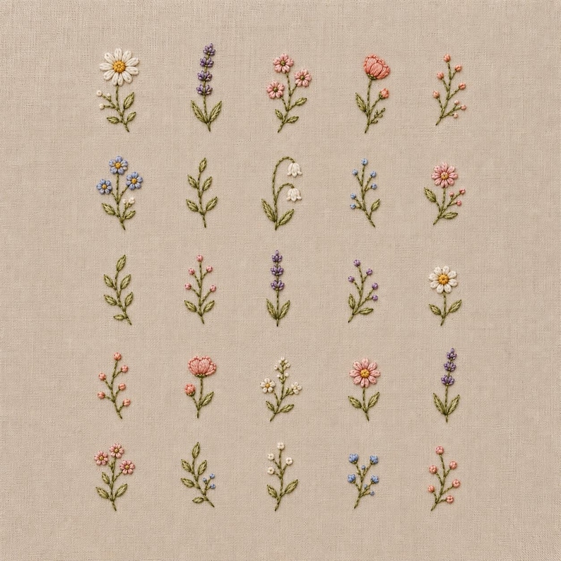 Tiny Floral Borders Embroidery Patterns PDF, Printable Stick and Stitch ...