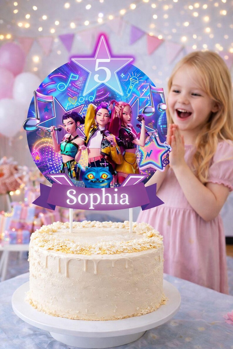 Digital Custom K-pop Birthday Cake Topper | Personalized Glitter Party ...