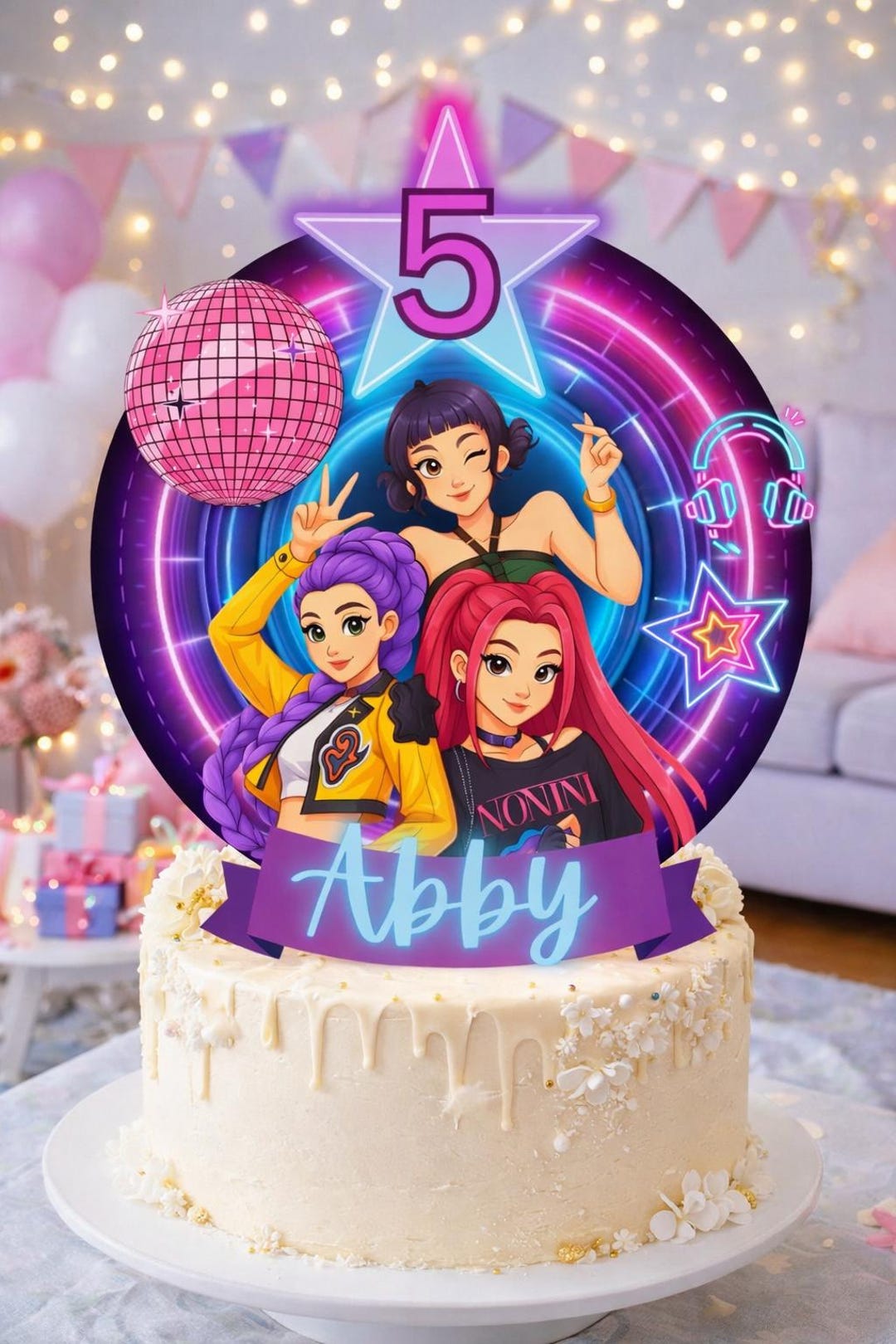 Digital Custom K-pop Birthday Cake Topper | Personalized Glitter Party ...