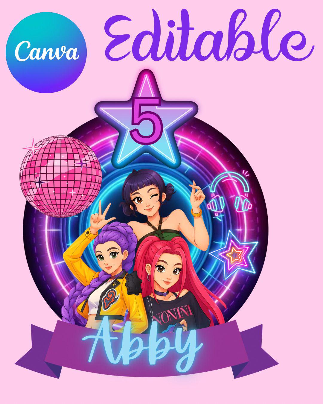 Digital Custom K-pop Birthday Cake Topper | Personalized Glitter Party ...