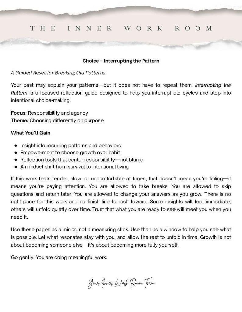 Choice – Interrupting the Pattern - Etsy