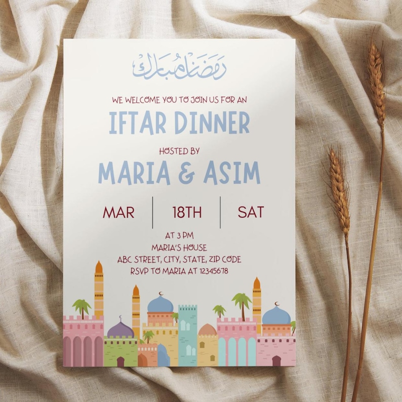Editable Mosque Iftar Dinner Invitation Ramadan Celebration Masjid ...