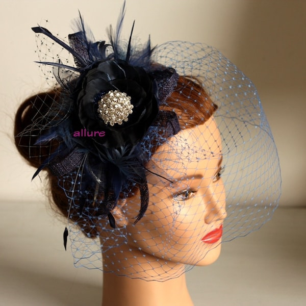 Navy Blue Fascinator - Etsy