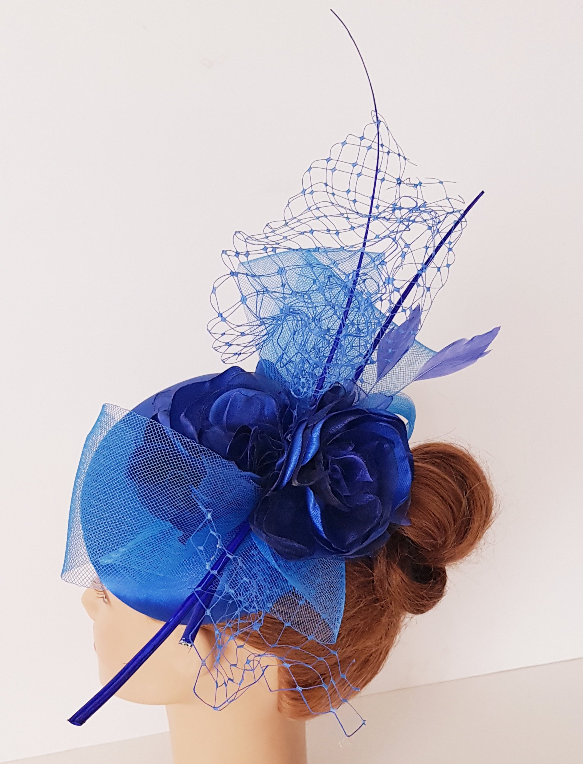Royal Blue Wedding Hat. BIRDCAGE VEIL , Blue Wedding Hat, Bridal Hat ...