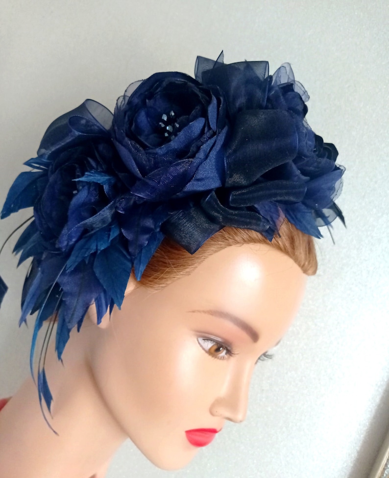 Navy Blue BIRDCAGE VEIL Vintage Style Wedding Headdress. Navy Blue ...