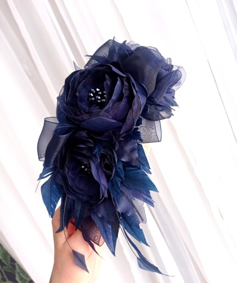 Navy Blue BIRDCAGE VEIL Vintage Style Wedding Headdress. Navy Blue ...