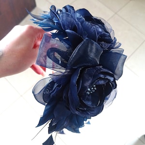 Navy Blue BIRDCAGE VEIL Vintage Style Wedding Headdress. Navy Blue ...