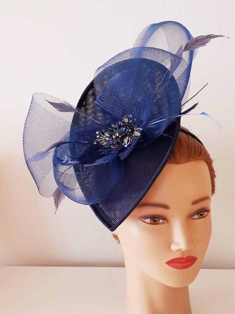 Navy Blue Bridal Hat. Navy Wedding Headdress. Navy Blue Wedding Hat ...