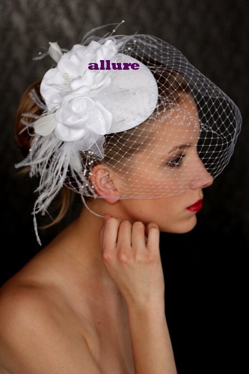 BRIDAL HAT, Wedding Hat, Beautifull Headpiece, Fascinator. Birdcage ...