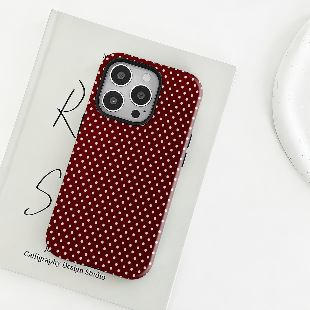Dark Red and White Polka Dots Phone Case,retro Classic Girlish Style ...