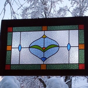 Large Leaded Stained Glass Panelwindow Flower Art - Etsy