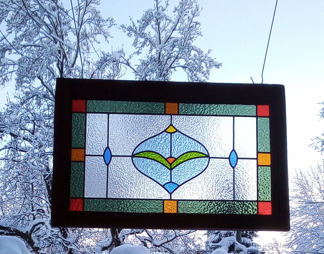 Large Leaded Stained Glass Panelwindow Flower Art - Etsy
