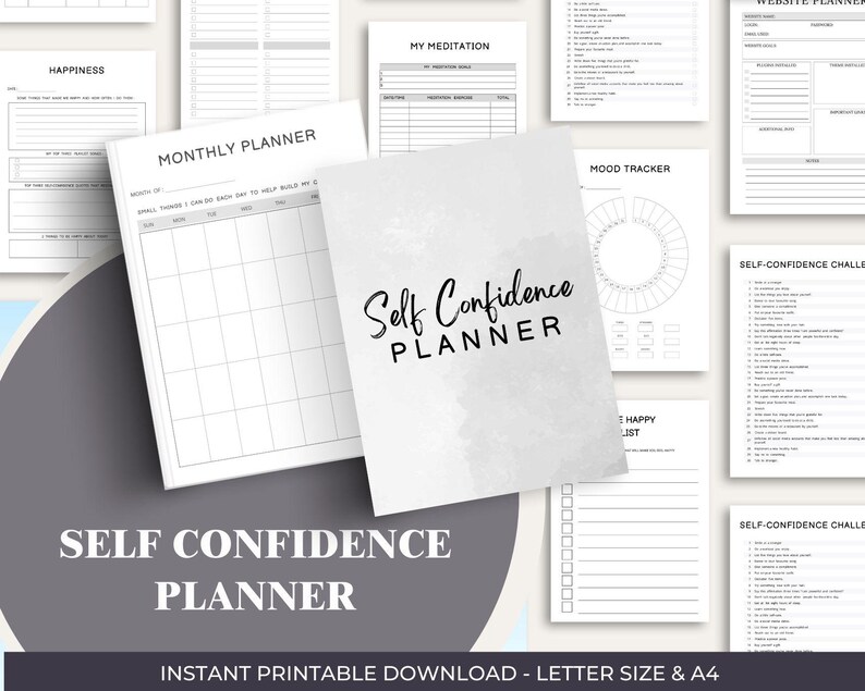 Self Confidence Planner | Daily Journal & Mental Health Tracker ...
