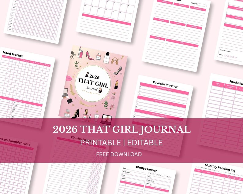 2026 That Girl Journal Planner, Daily Productivity Organizer, Self Care Habit Tracker Goals ...