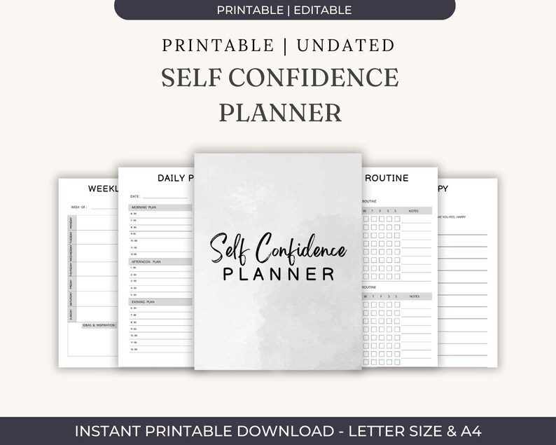 Self Confidence Planner | Daily Journal & Mental Health Tracker ...