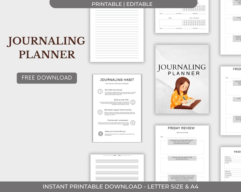 Journaling Planner, Daily Journal Notebook, Self Care Planner, Goal Tracker, Productivity ...