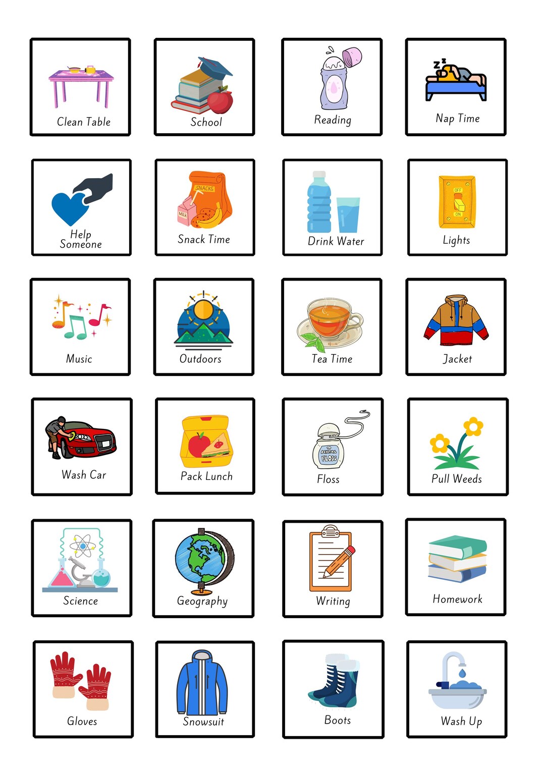 Kids Daily Chore Chart Printable | Montessori Routine Visual Cards ...