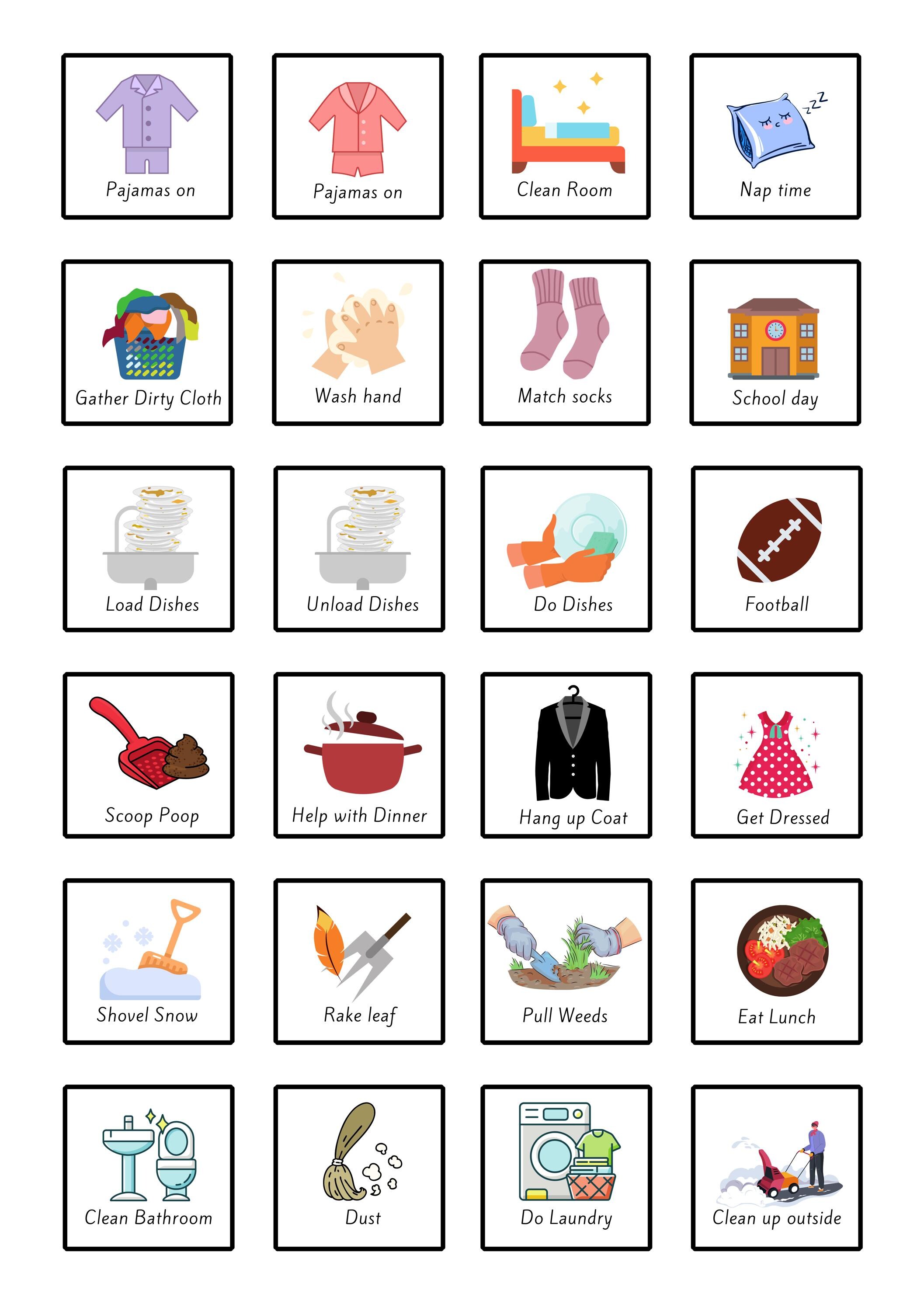 Kids Daily Chore Chart Printable | Montessori Routine Visual Cards ...