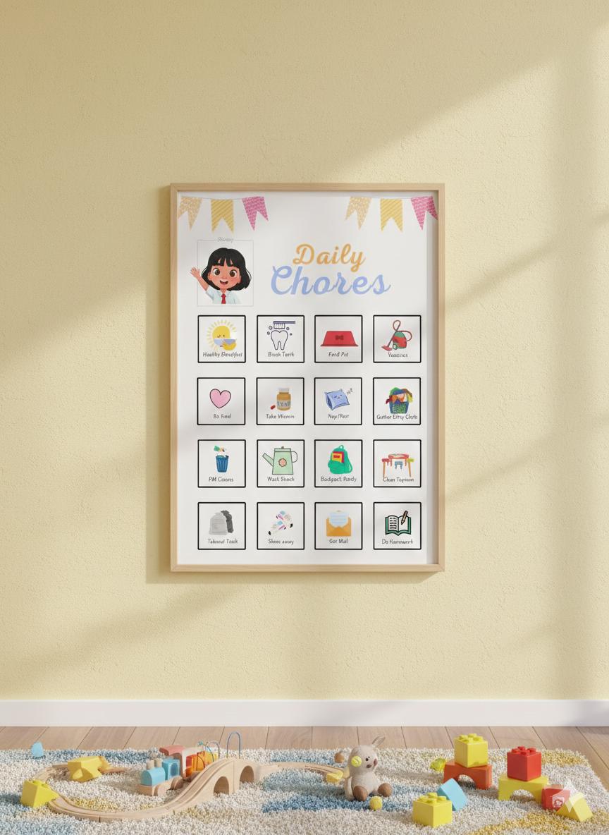 Kids Daily Chore Chart Printable | Montessori Routine Visual Cards ...