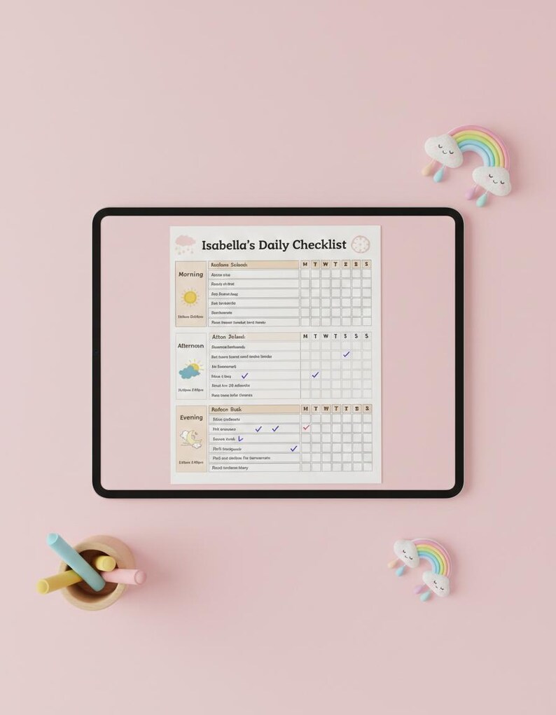 Daily School Checklist for Kids Printable | Morning Routine Chart ...