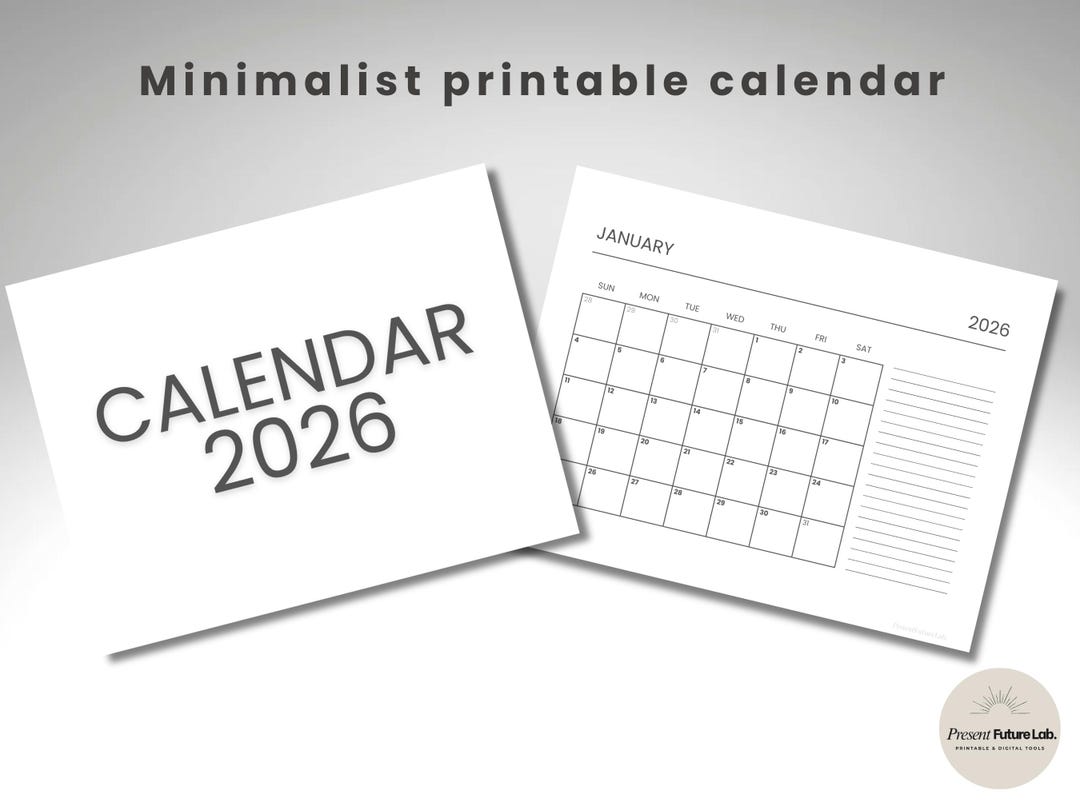 Minimalist Calendar 2026 Printable | Neutral Monthly Planner (PDF, US ...
