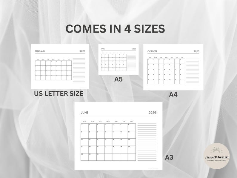Minimalist Calendar 2026 Printable | Neutral Monthly Planner (PDF, US ...