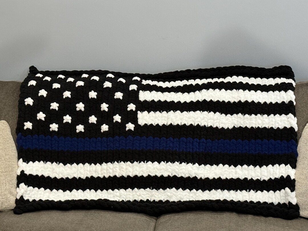 Thin Blue Line Flag Chunky Blanket - Etsy