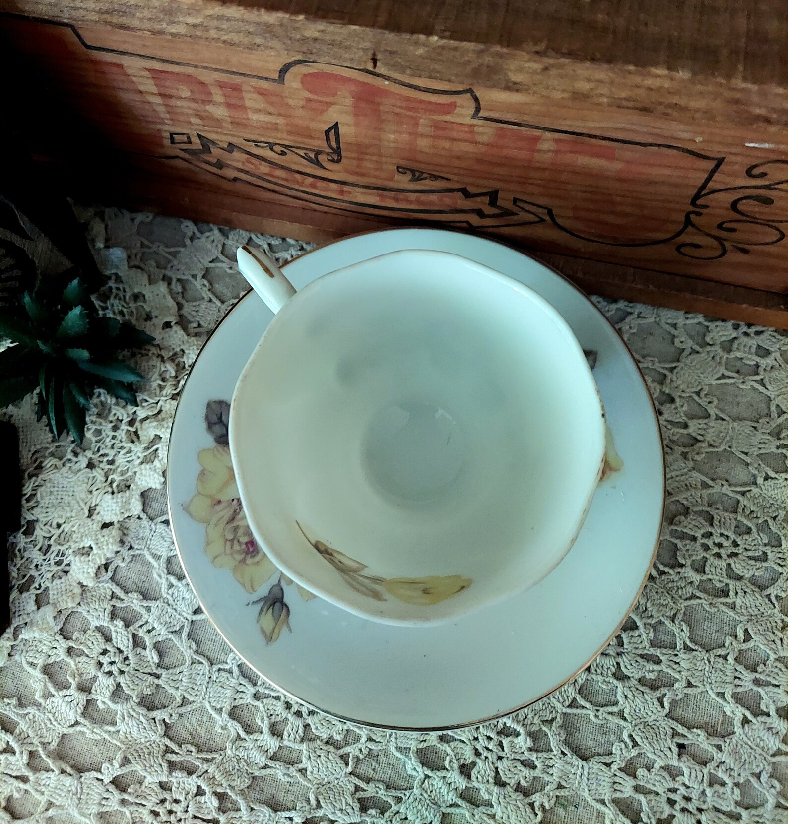 Antique Yellow Rose Tea Cup and Saucer Set - Etsy