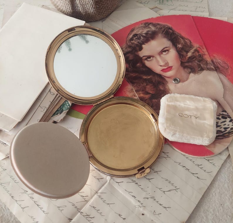 Vintage Brass Coty Powder Compact With Mirror Art Deco - Etsy