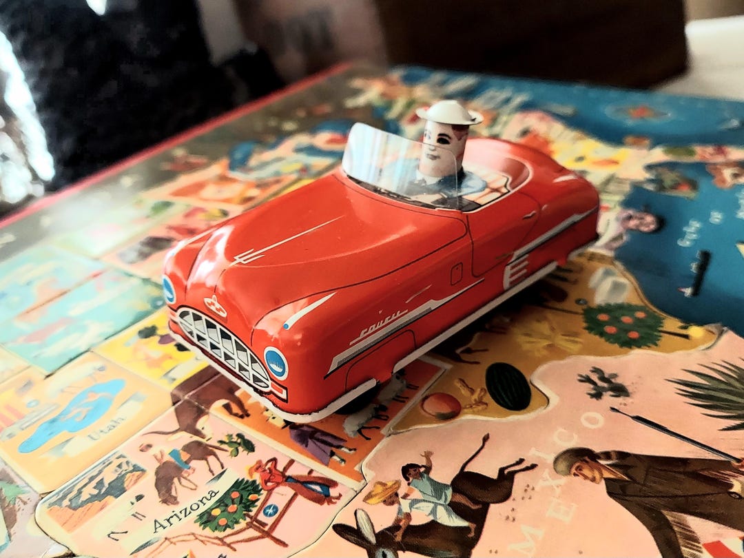 Vintage Hans Shumann Red Sedan Tin Friction Car - Etsy