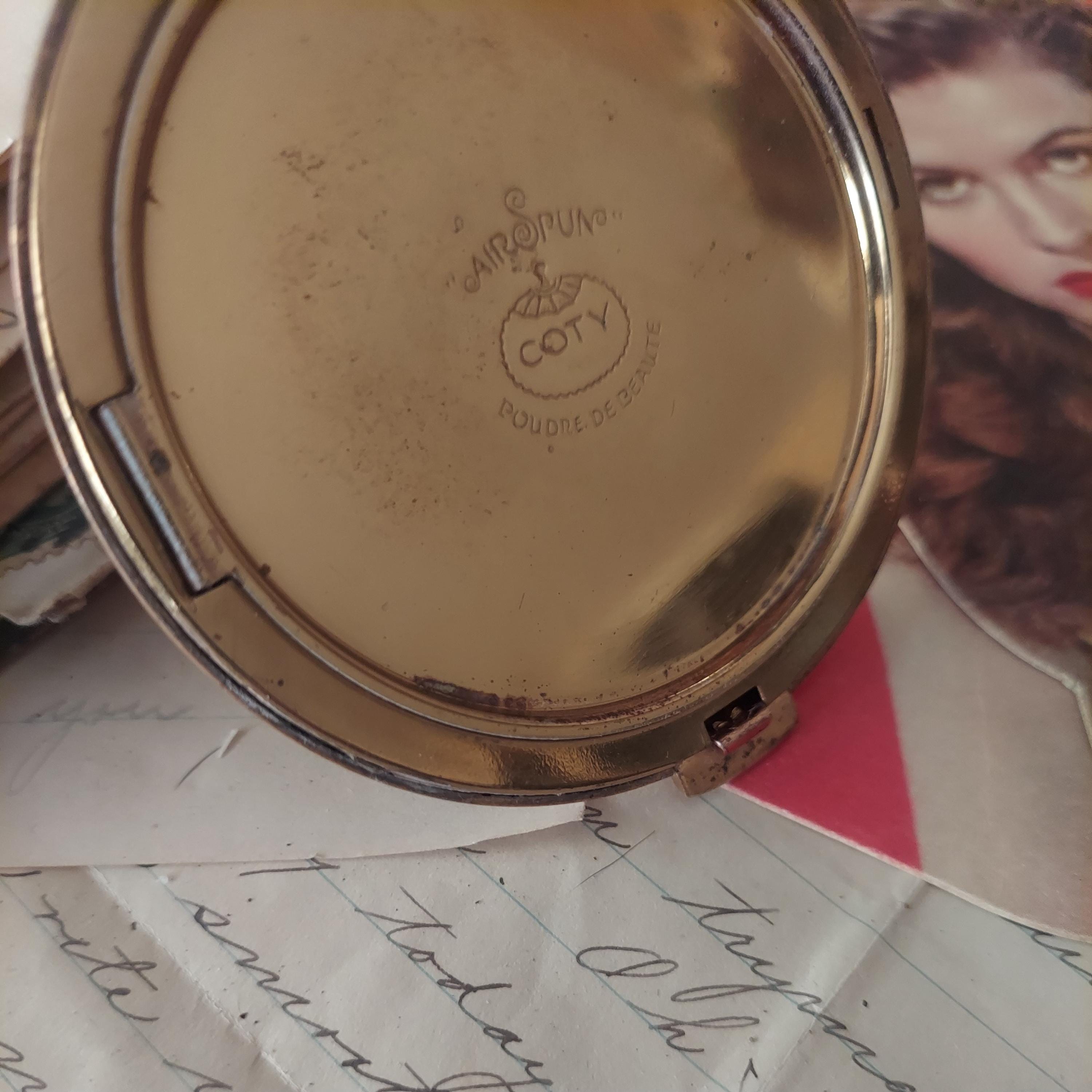 Vintage Brass Coty Powder Compact With Mirror Art Deco - Etsy
