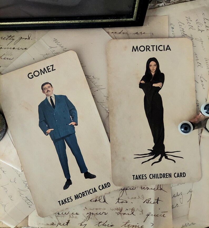 Vintage Addams Family Morticia and Gomez Cards Replacement Game Cards ...
