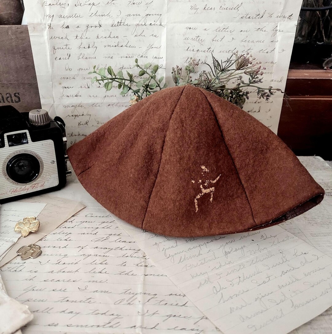 Vintage Mid-century Brownie Hat With Two Girl Scout Pins - Etsy