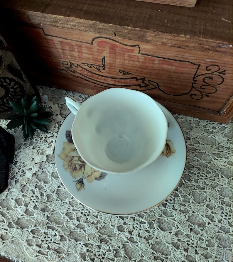 Antique Yellow Rose Tea Cup and Saucer Set - Etsy
