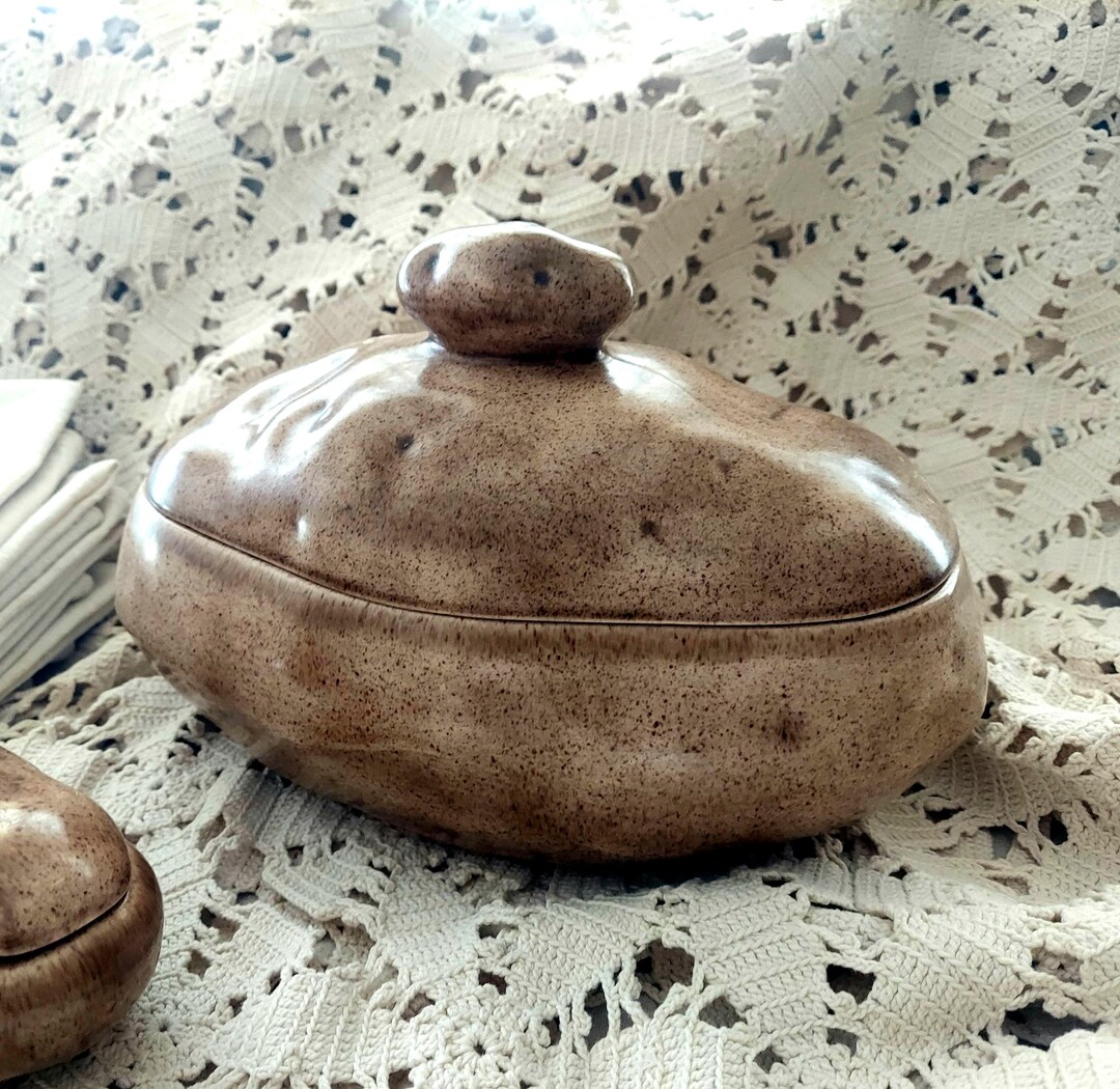 Vintage Ceramic Potato Shaped Casserole Dish Large Atlantic Mold ...