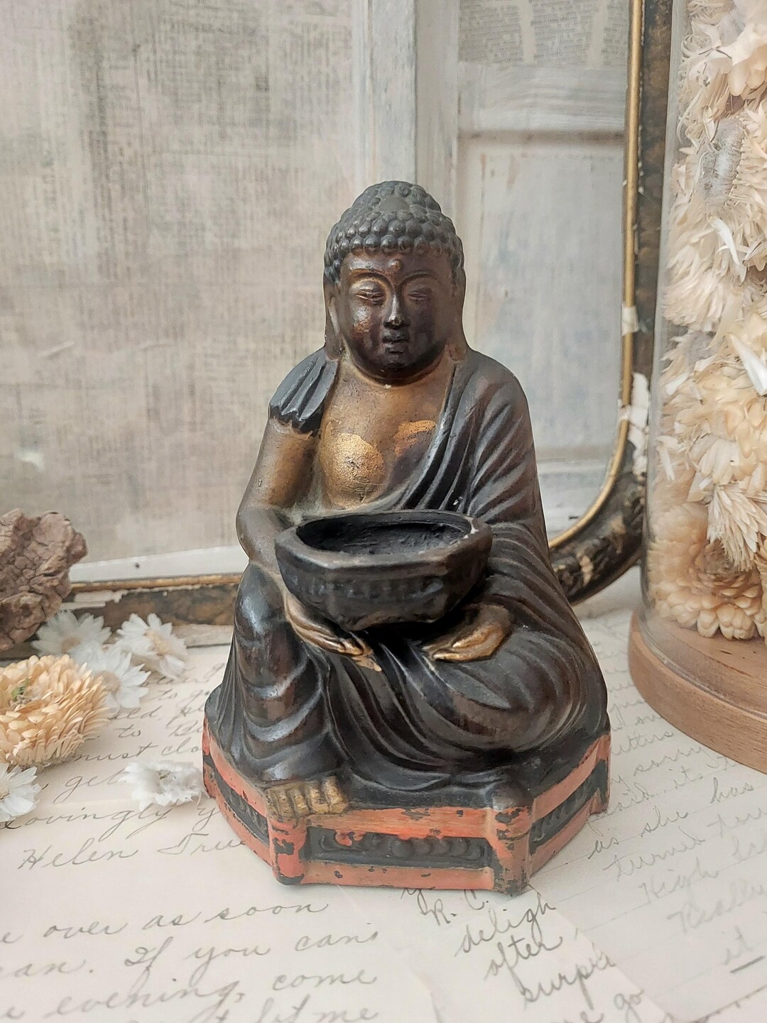 Vintage Ceramic Buddha Incense Burner - Etsy